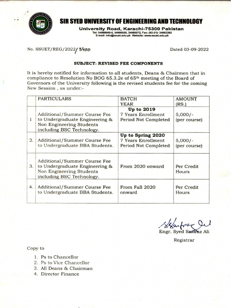 Revised Fee Components | PDF