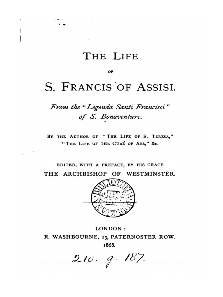 St. Bonaventure - The Life of St. Francis of Assisi | PDF