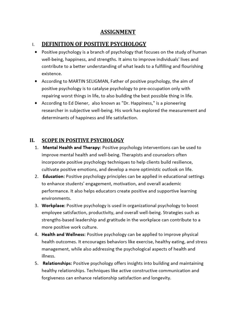 ASSIGNMENT +VE PSYCH 2 | PDF | Positive Psychology | Psychology