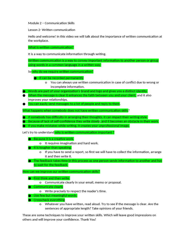 10 - Written Communication - ENG | PDF