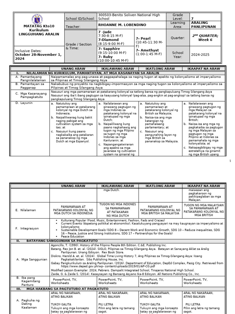 AP7 Q2 Week 6 | PDF