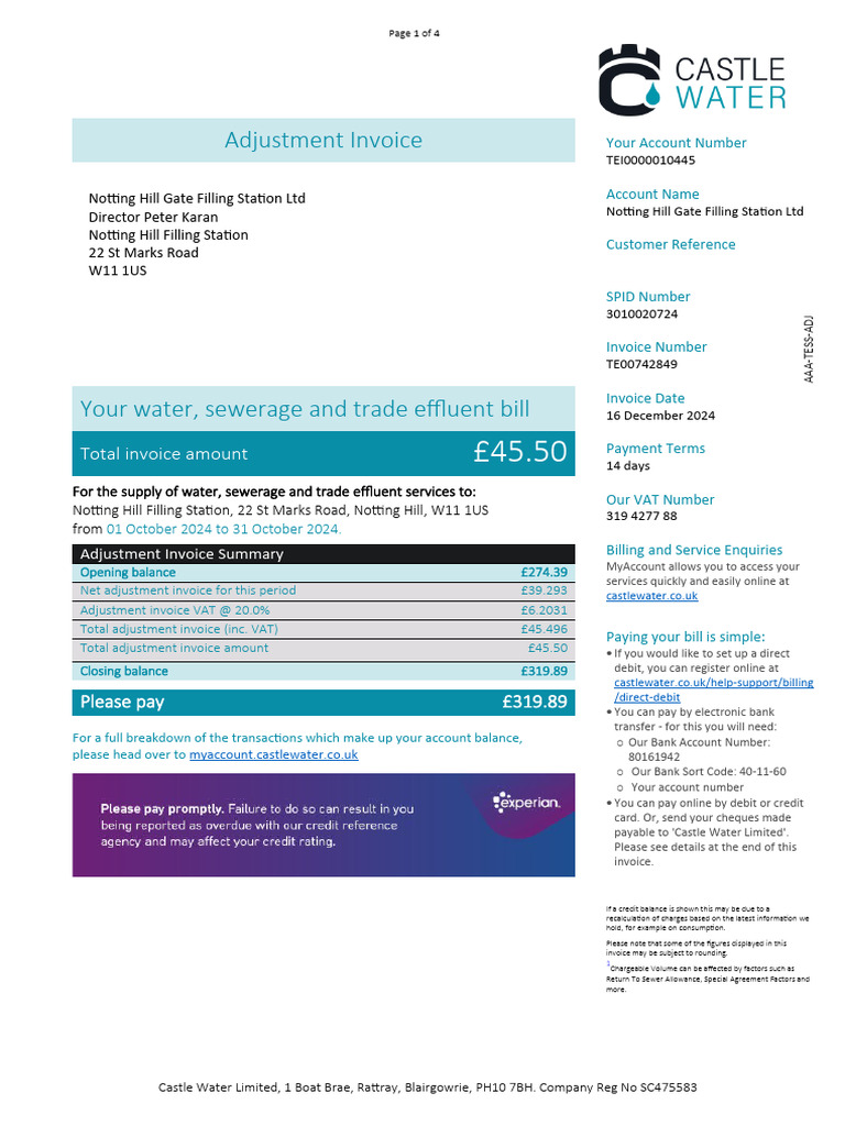 TE00742849_Invoice | PDF | Invoice | Water Supply