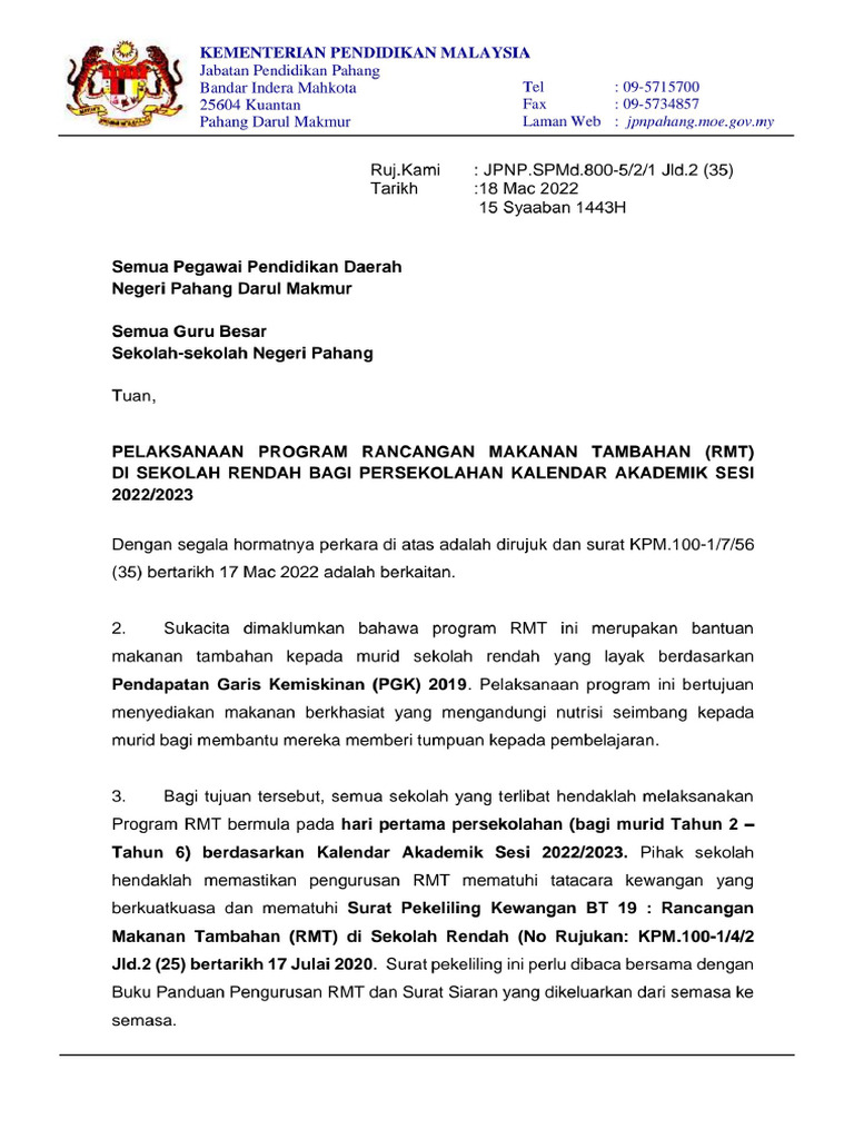 Pelaksanaan Program Rancangan Makanan Tambahan Di Sekolah Rendah Bagi ...