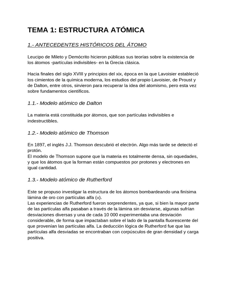 Tema 1: Estructura Atómica | PDF | Átomos | Radiación electromagnética