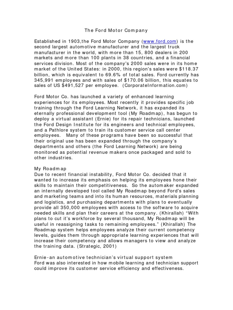 The Ford Motor Company | PDF | Ford Motor Company | Educational Technology