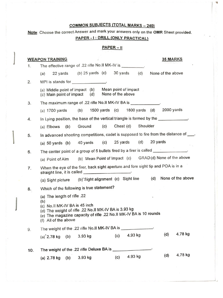 NCC Sample Paper | PDF