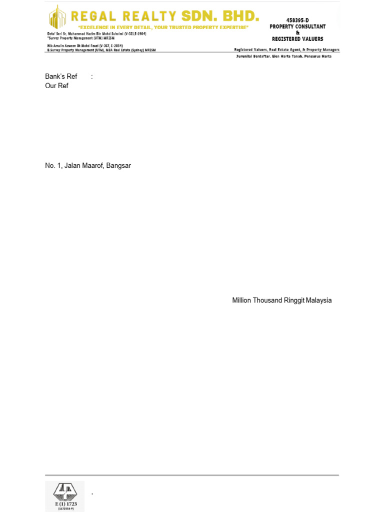 Property Valuation Report for Bank Islam | PDF