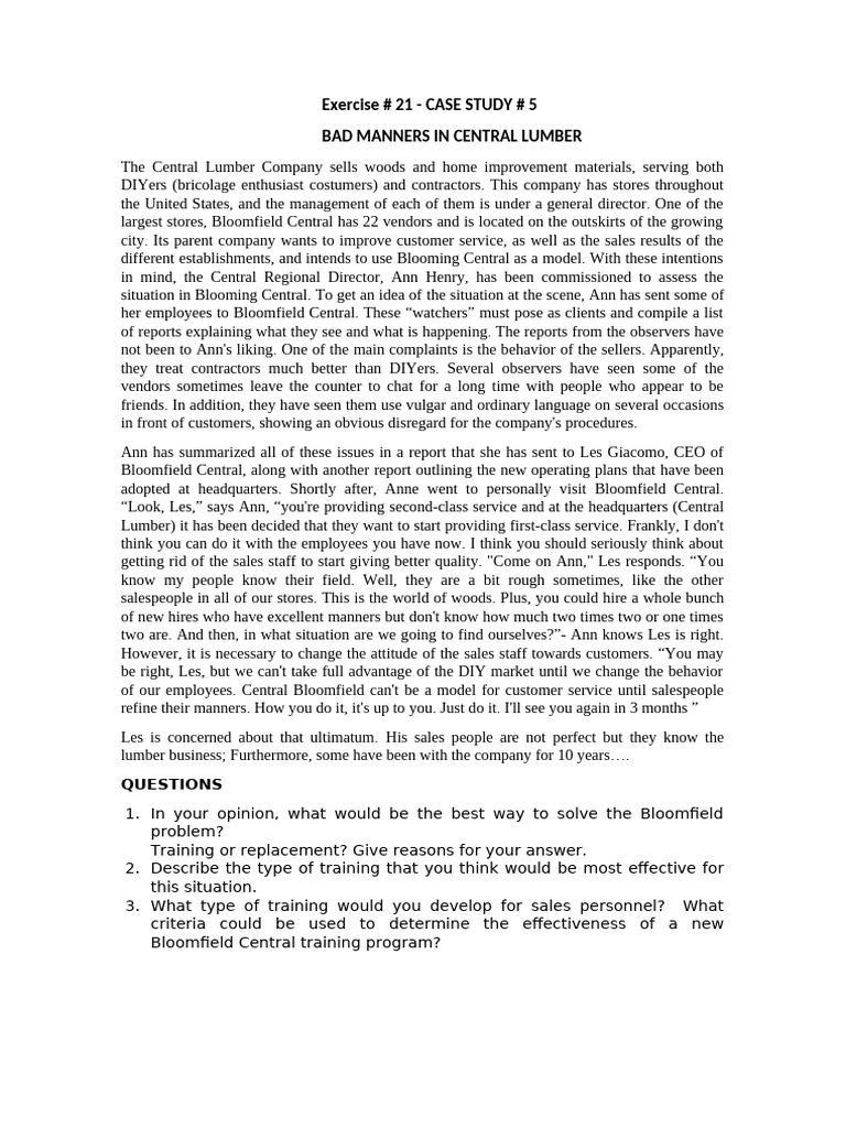 Exercise #21-Case Study#5(1) | PDF | Psychology