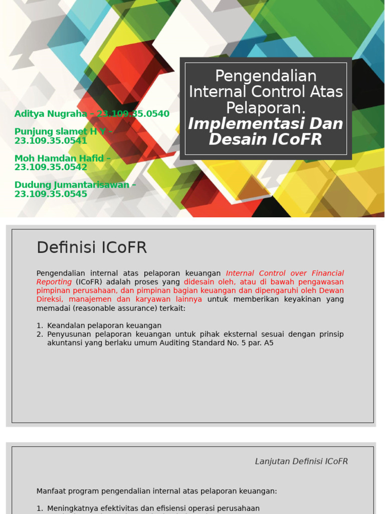 Pengendalian Internal Control Atas Pelaporan. Implementasi Dan Desain ...