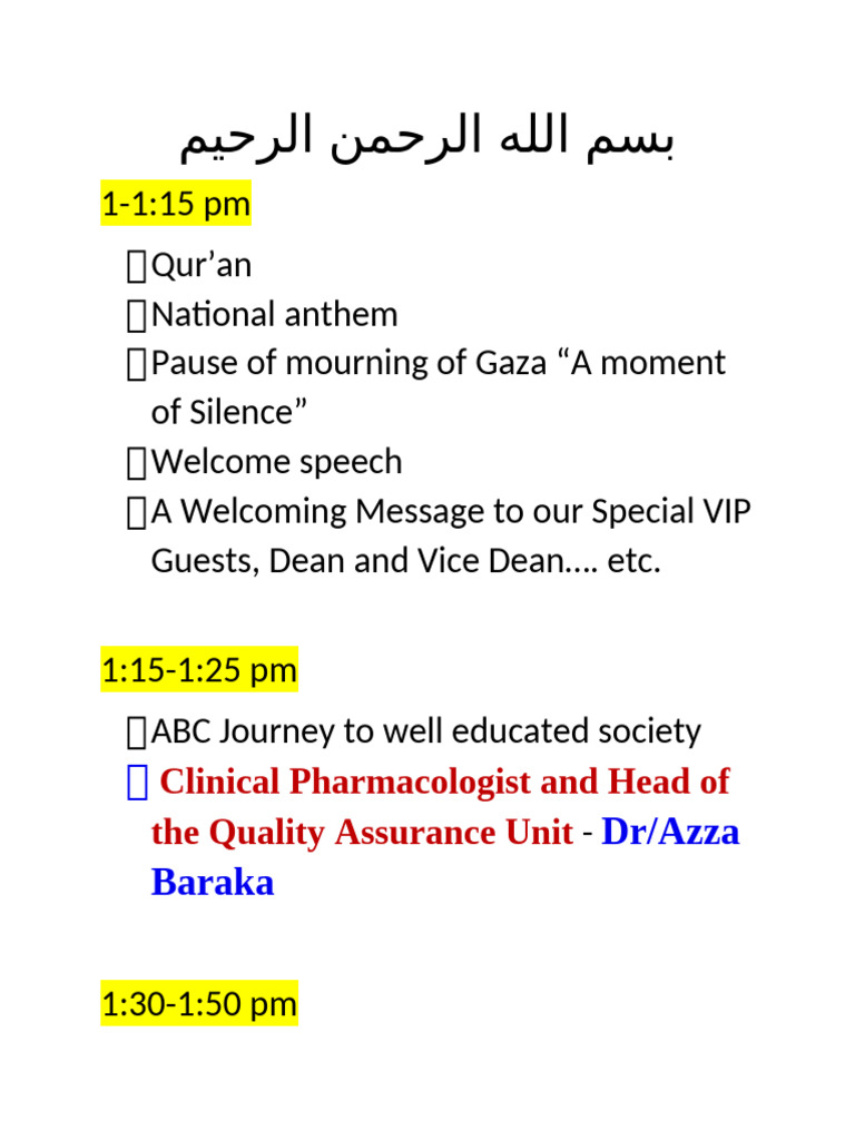 ABC Closing Ceremony Agenda | PDF | Health Care