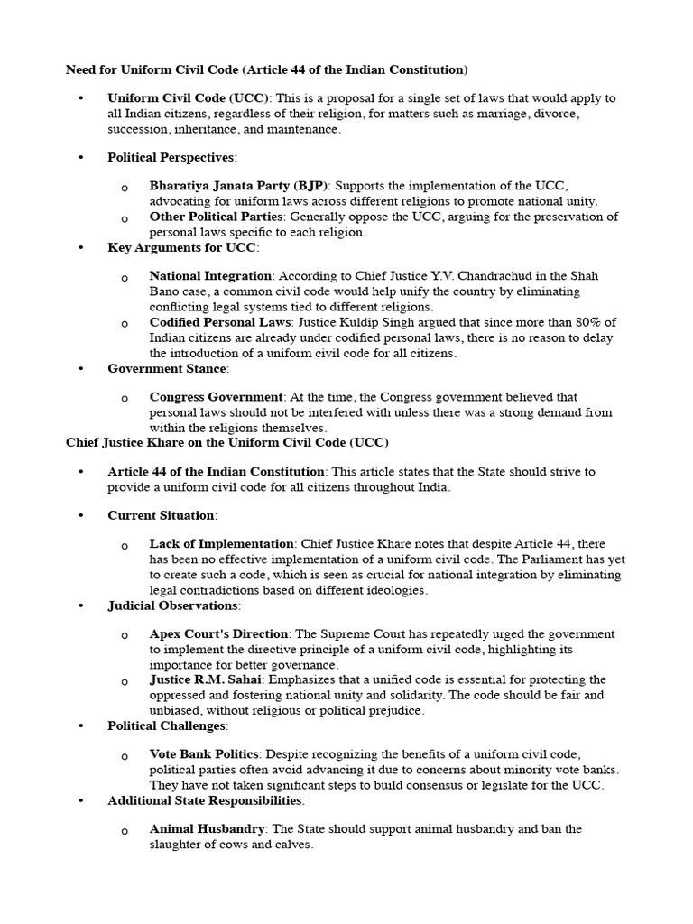 Need For Uniform Civil Code Unit 5 | PDF | Government | Justice