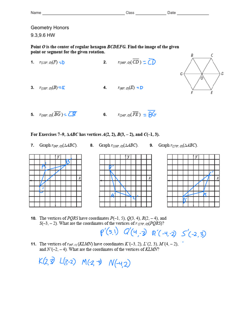 Geometry Honors Rotations & Dilations | PDF