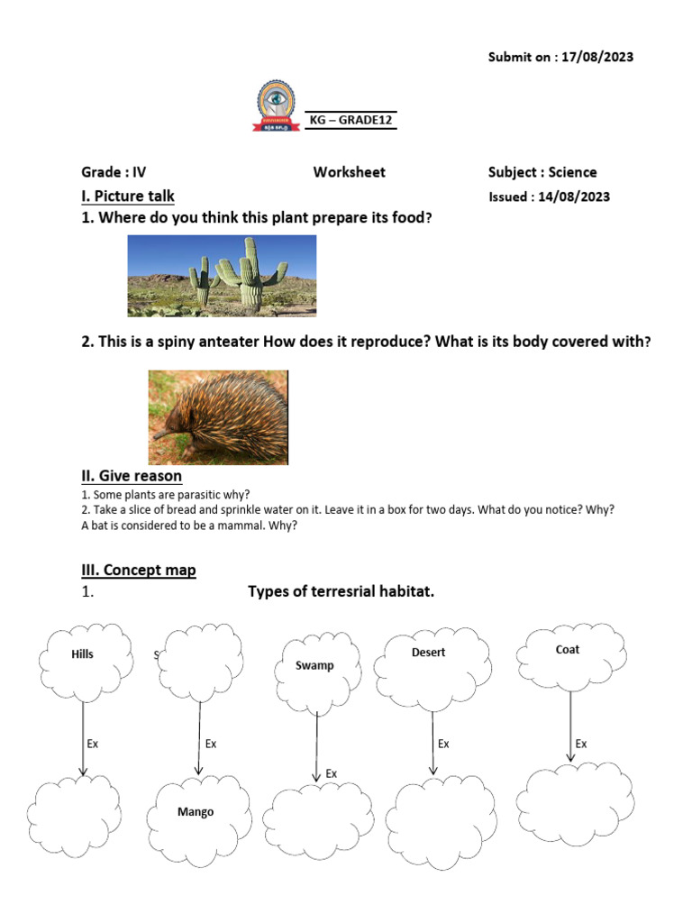 IV Science Work Sheet | PDF
