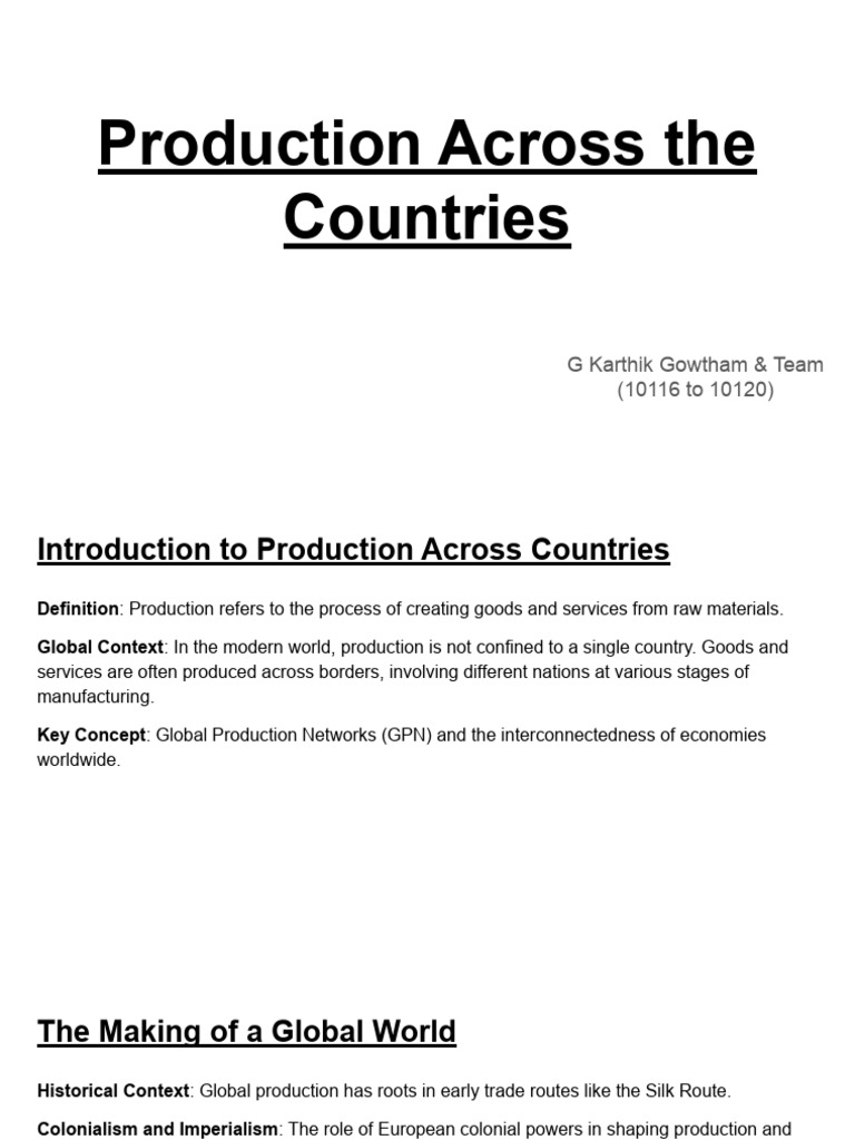Production Across Countries | PDF | Transport | Trade