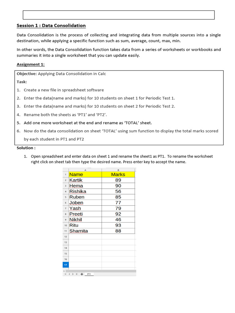 Advanced Spreadsheet Data Consolidation | PDF