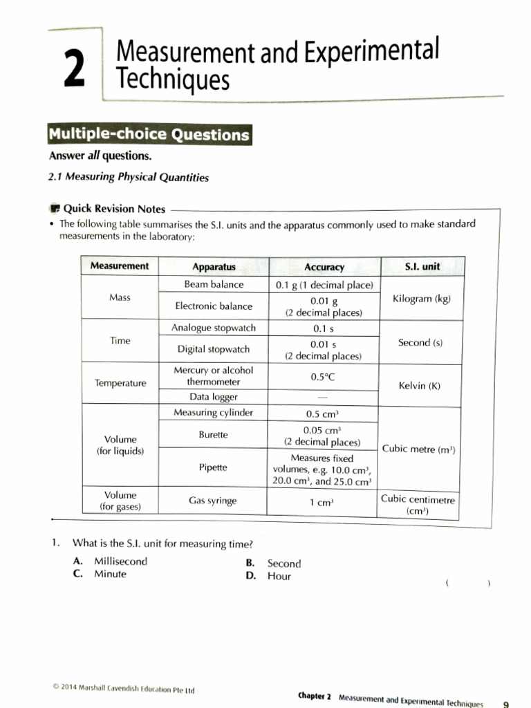 Chemistry Measurement & Experimental Techniques 2 - Combi - Unit 2 ...