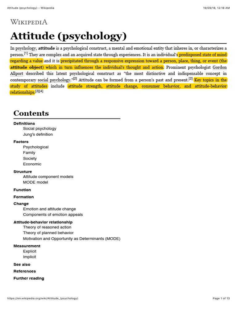 Attitude (Psychology) - Wikipedia | PDF | Attitude (Psychology ...
