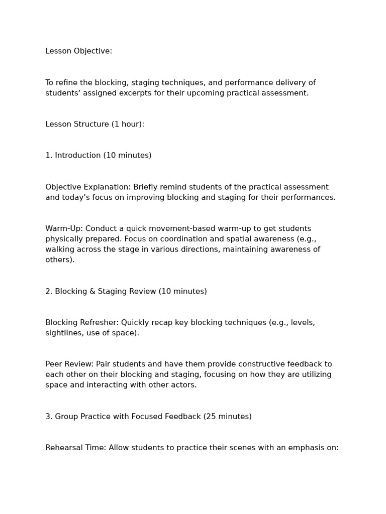 Blocking Plan | PDF | Space | Lesson Plan