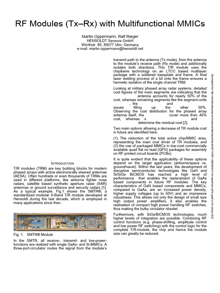 RF Modules TX RX With Multifunctional Mmics | PDF | Antenna (Radio ...