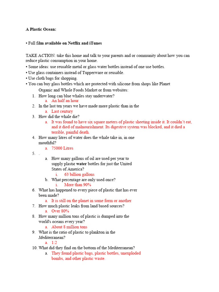 A_plastic_Ocean_Questions.pdf | PDF | Plastic
