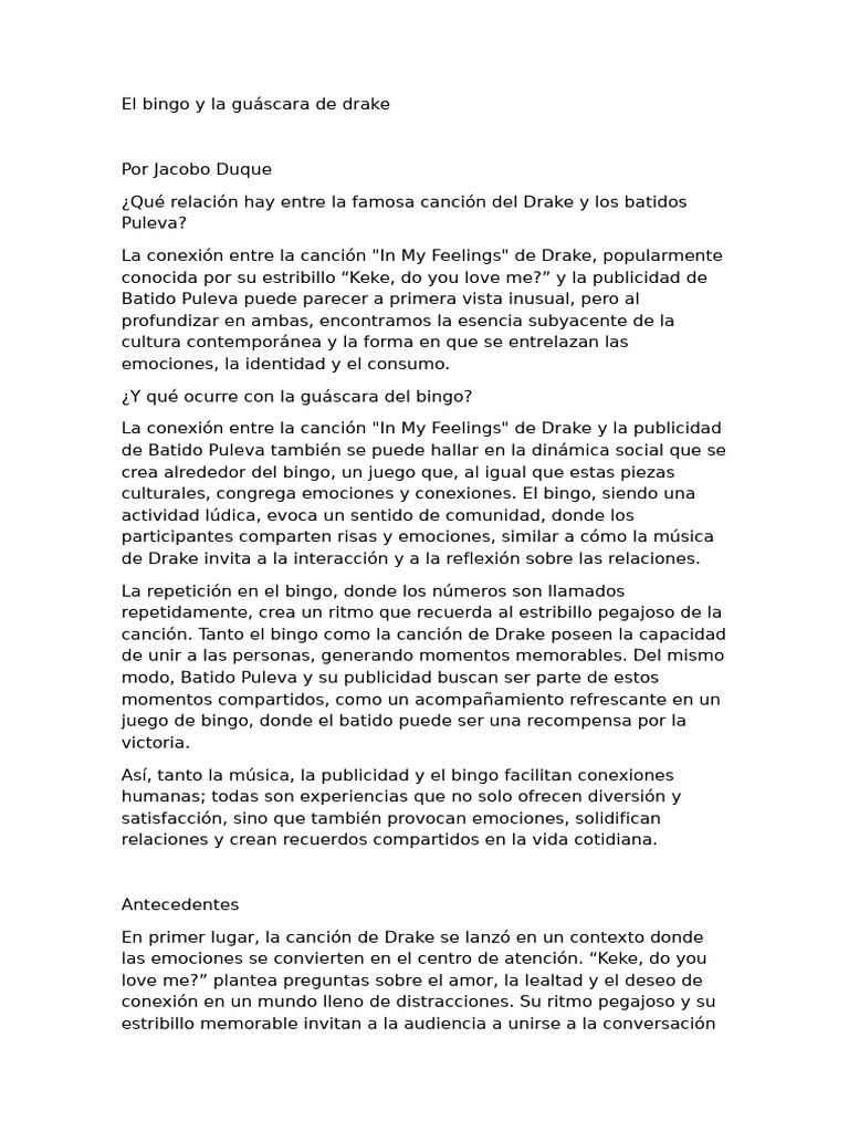 Guáscara Con El Bingo de Drake | PDF | Canciones | Amor