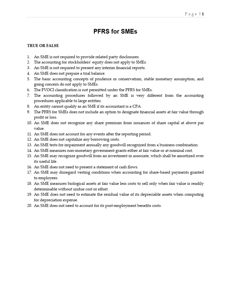 PFRS for SMEs Reviewer | PDF | Deferred Tax | Fair Value