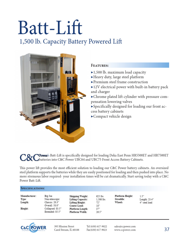Battery Powered Lift for Heavy Loads | PDF