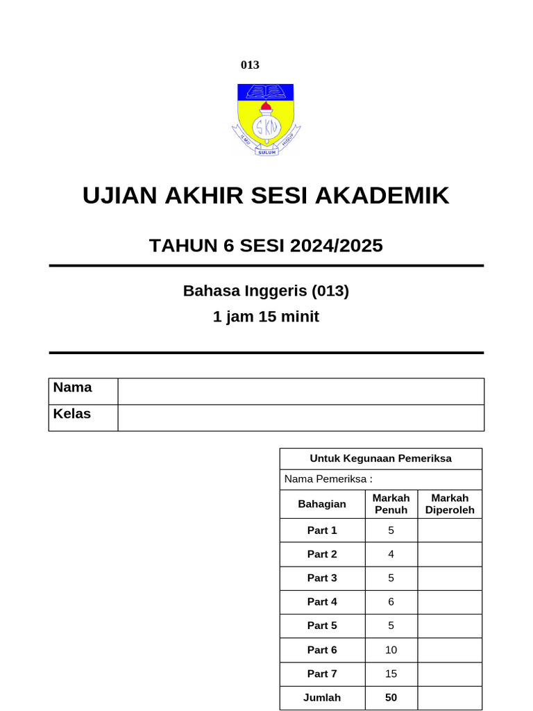 Group 2 UASA Template SR Year 6 2024 (QP) | PDF | Tomato | Juice