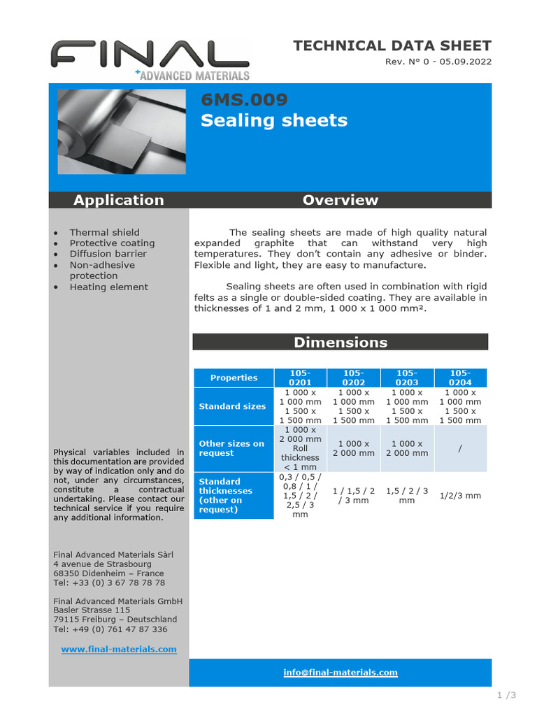 6MS.009 FINAL Advanced Materials - Graphite Sealing Sheet | PDF ...