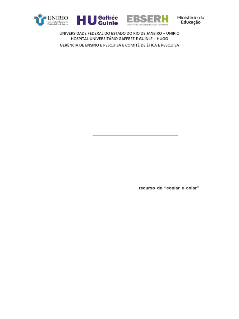 Instrucoes Gerais para submissao de projetos ao CEP no HUGG | PDF