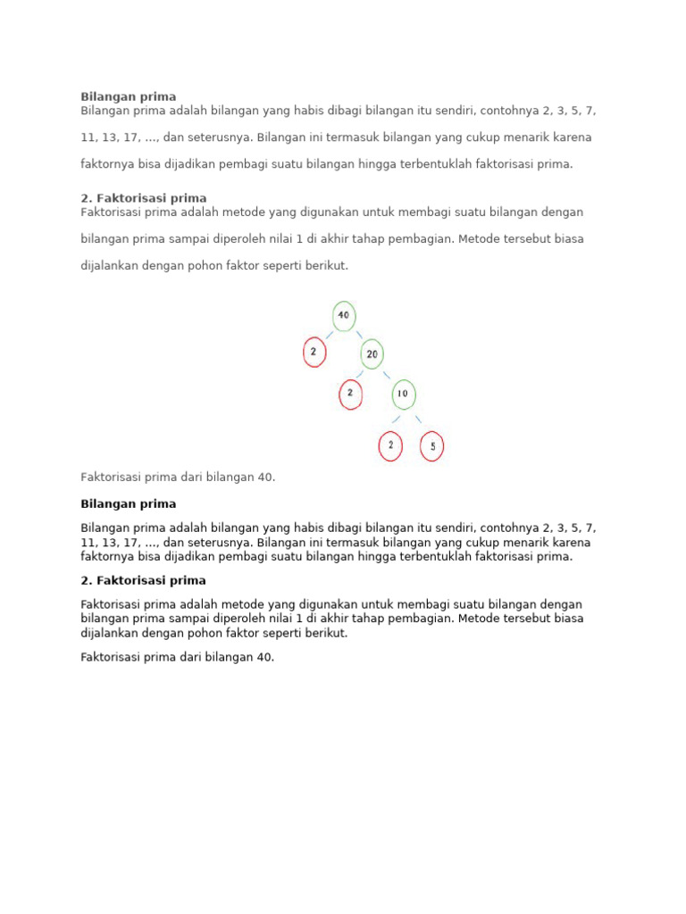 Pengertian dan Faktorisasi Bilangan Prima | PDF