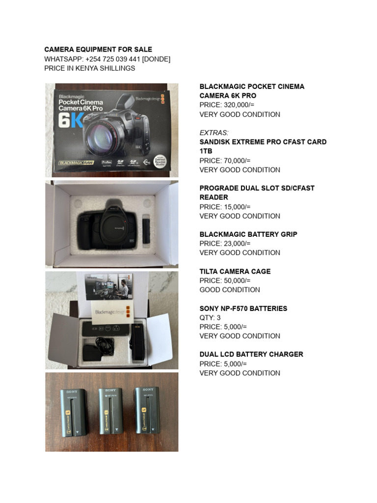 Camera Equipment for Sale in Kenya | PDF