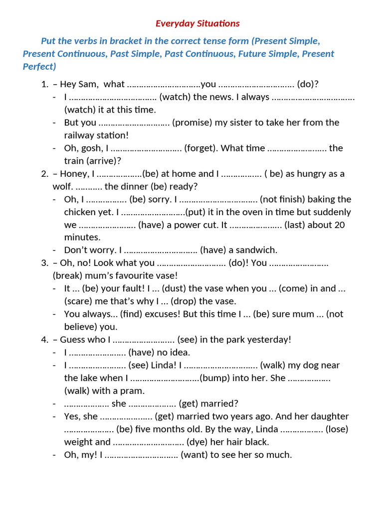 Everyday Situations | PDF | Perfect (Grammar) | Linguistics