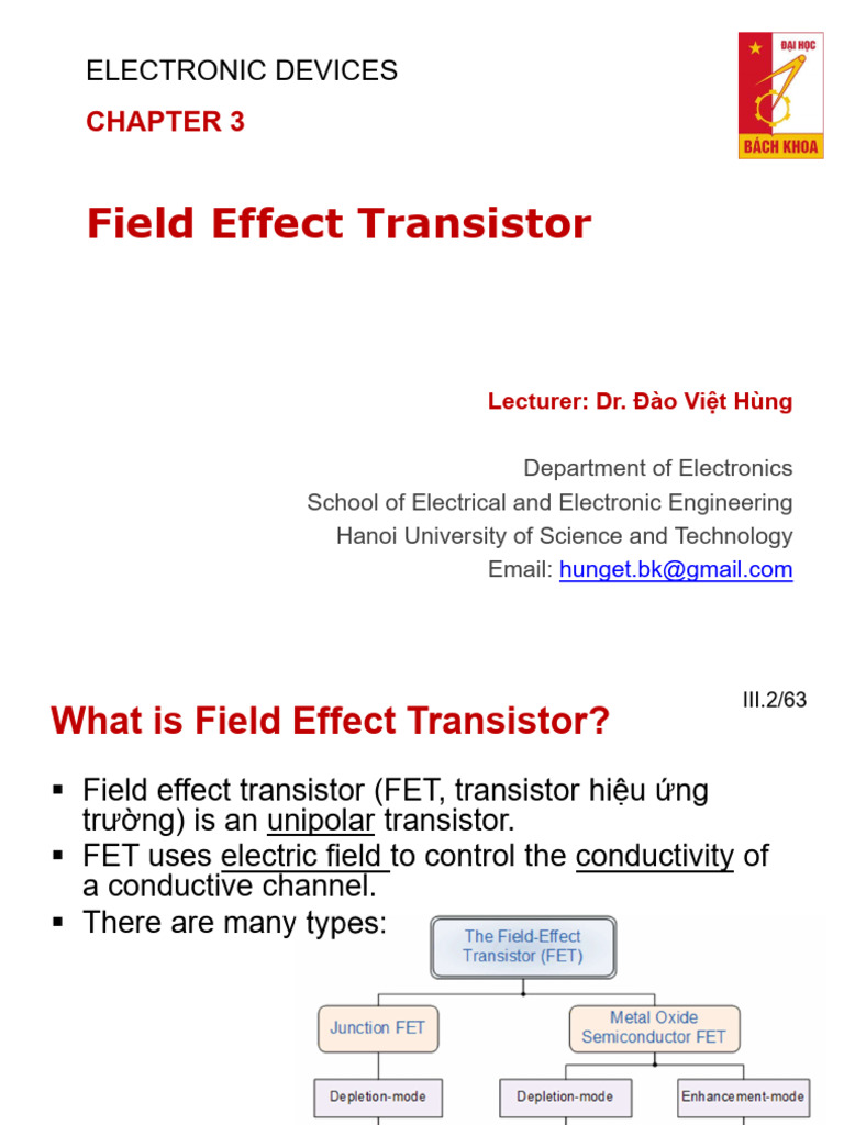 CHP 3 - Field Effect Transistor | PDF | Field Effect Transistor ...