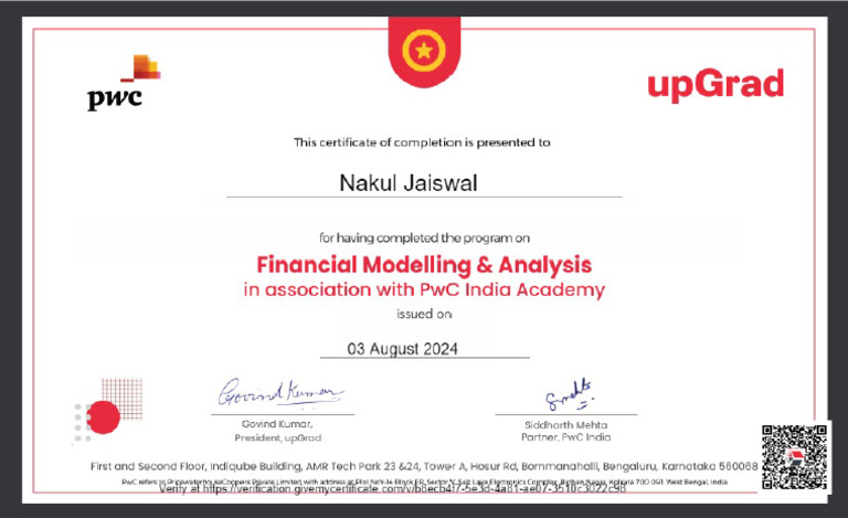 Financial Modelling and Analysis Certificate | PDF