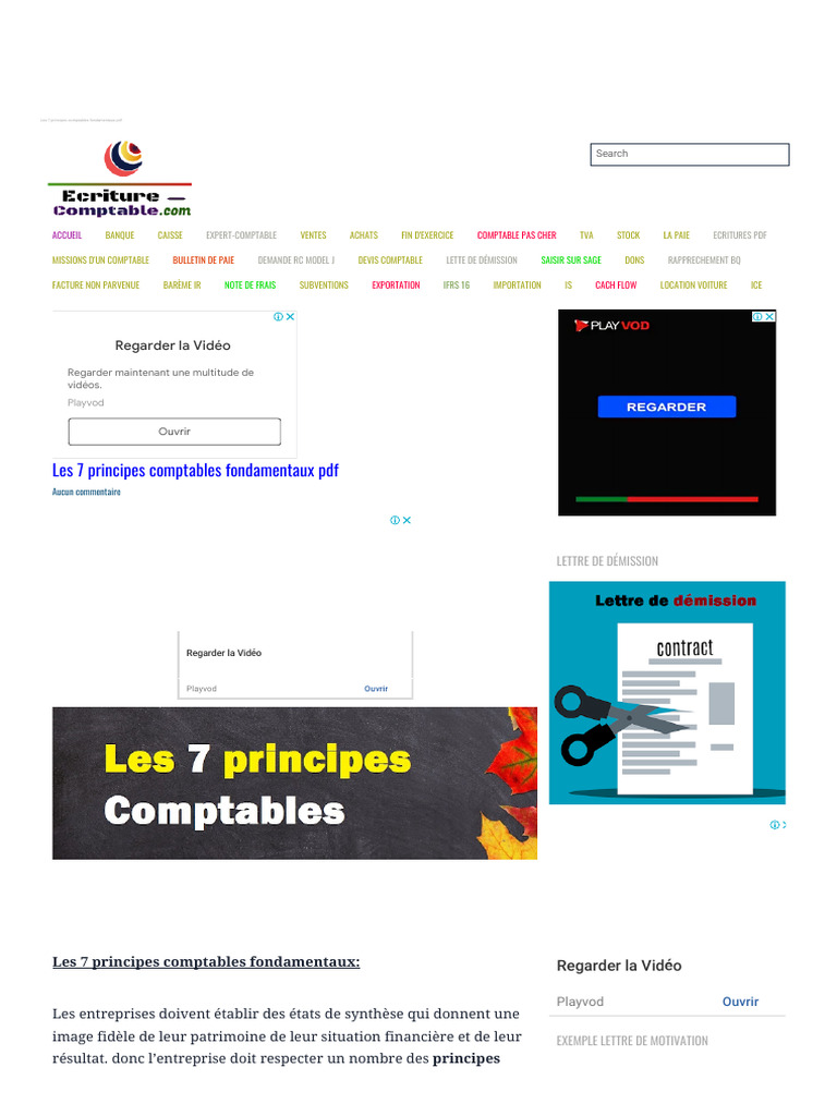 Les 7 principes comptables fondamentaux pdf | PDF | Comptabilité ...
