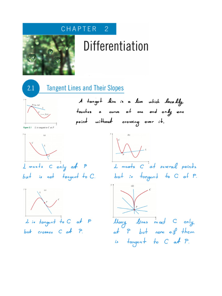 2 1 Tangent Lines And Their Slopes Pdf