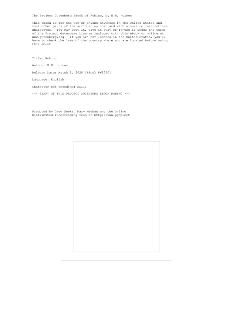 Robinc by H H Holmes - PDF Room | PDF | Project Gutenberg | License