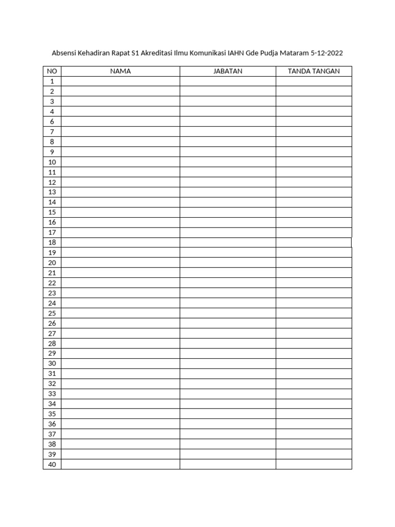 ABSENSI KEHADIRAN RAPAT | PDF