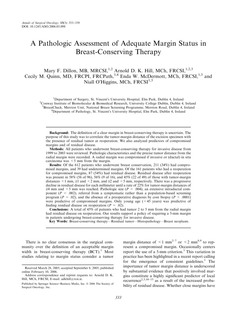A Pathologic Assessment of Adequate Margin Status in | PDF | Breast ...