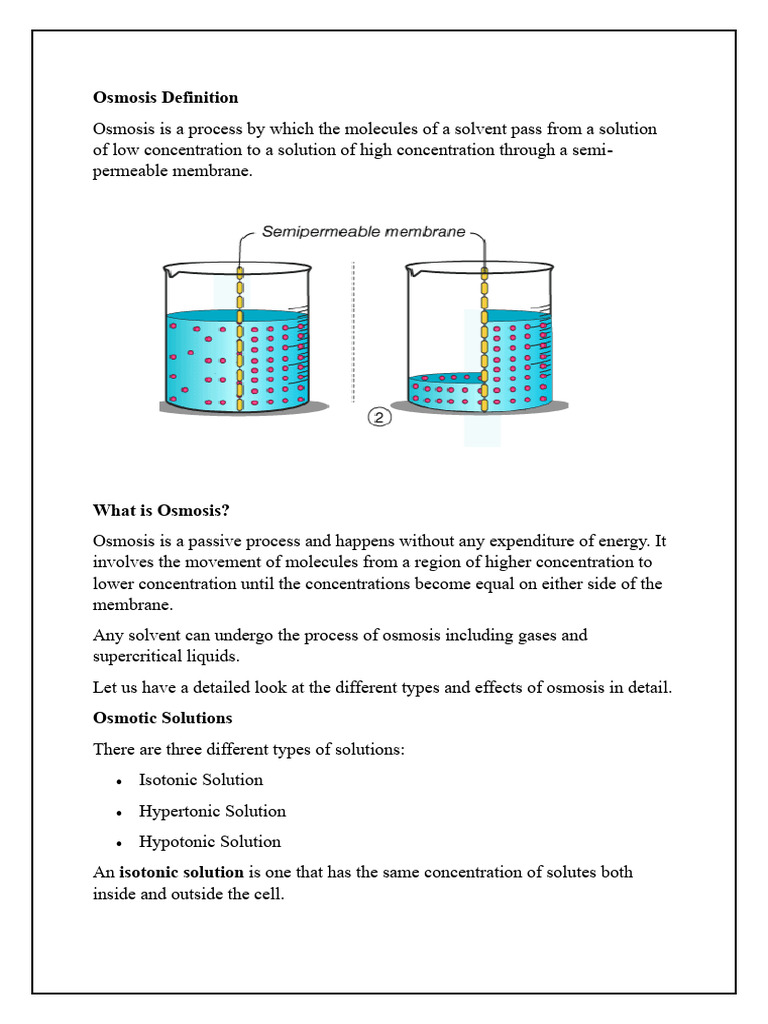 Osmosis Definition | PDF | Osmosis | Cell Biology