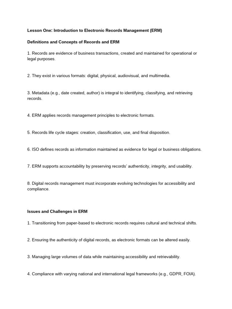 ISC 301 notes | PDF | Records Management | Metadata