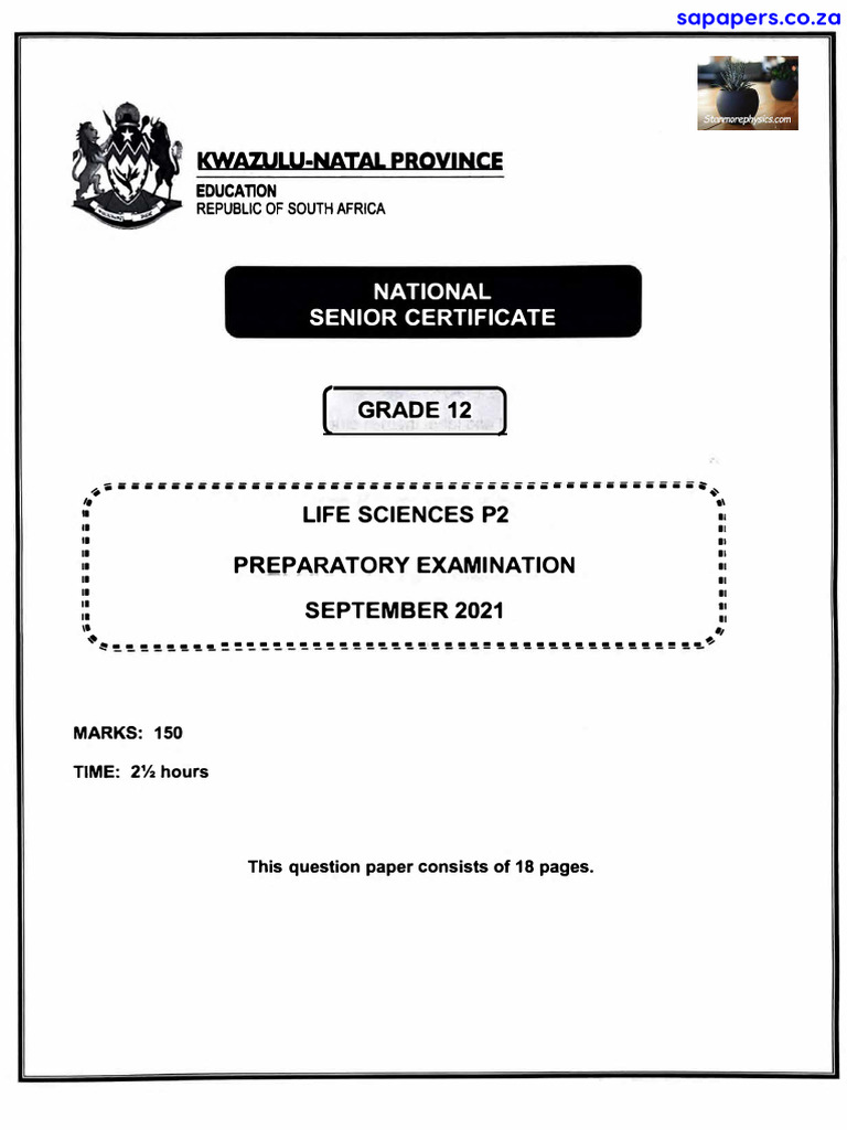 Life Science 2021 KZN Prelim P2 QP | PDF