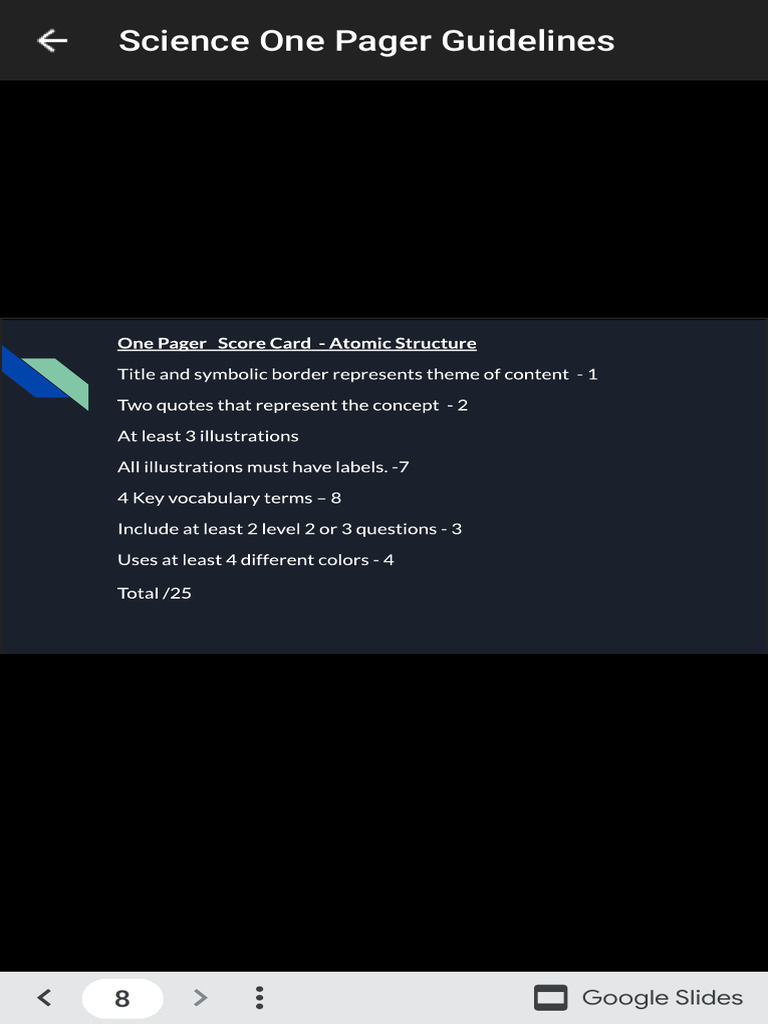 Science One Pager Guidelines - Google Slides | PDF
