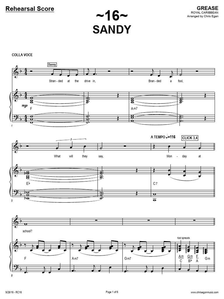 Sandy, From Grease F Major | PDF