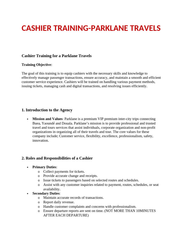 Cashier Training Document | PDF | Receipt | Cash