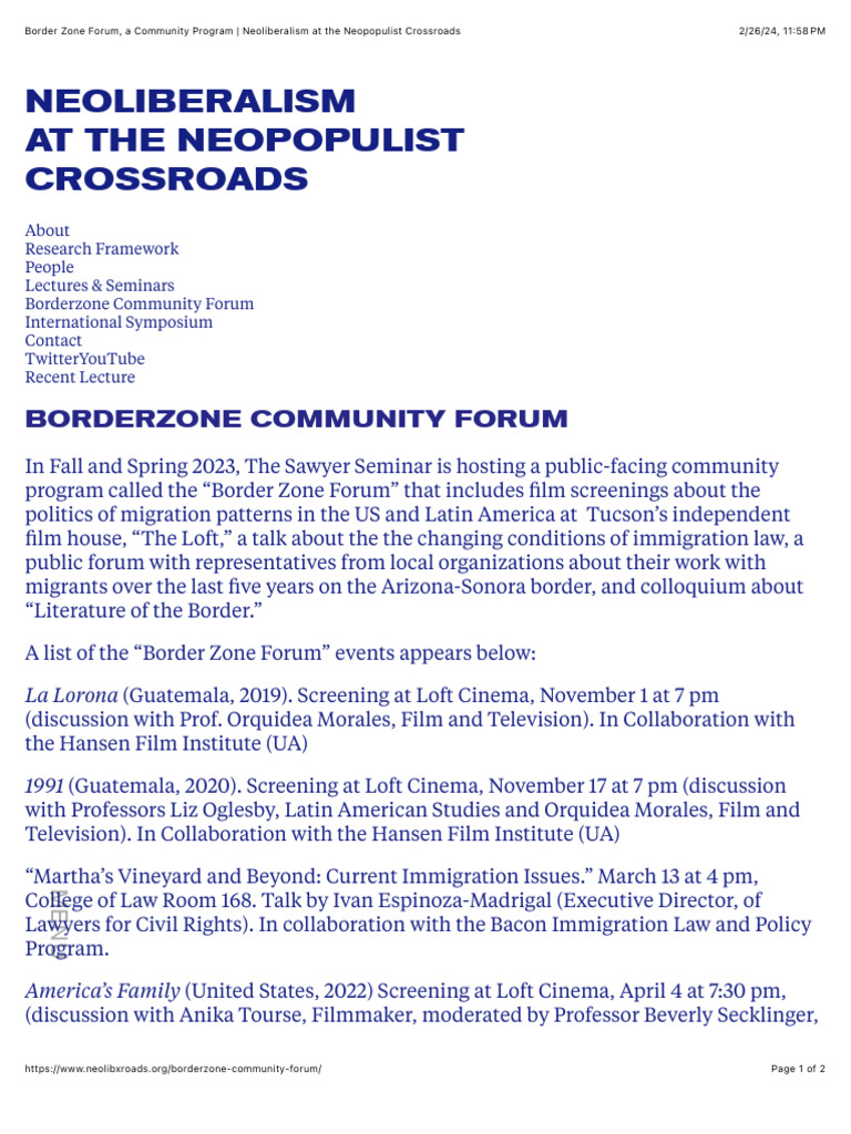 Border Zone Forum: Migration Politics Events | PDF | Immigration ...
