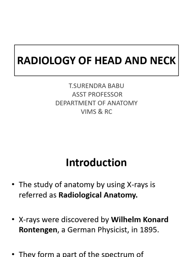 Radiology of Head and Neck - I BDS | PDF