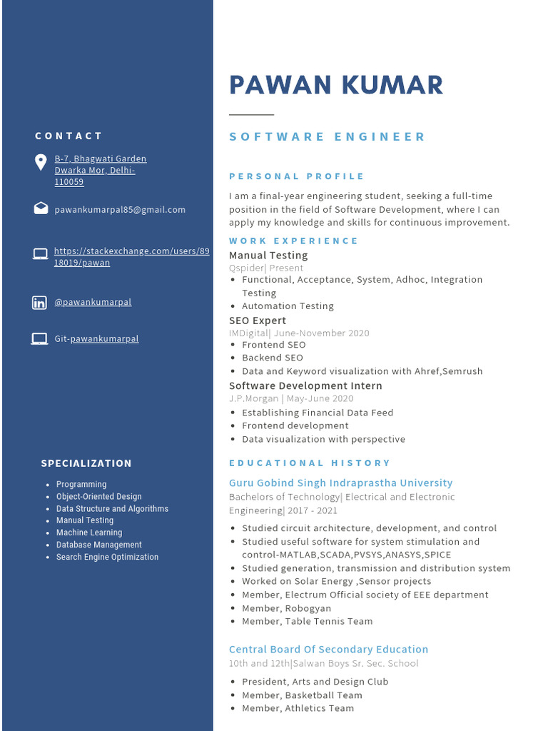 PAWAN KUMAR 23960847 202109010628 Resume | PDF | Internet Of Things | Computing