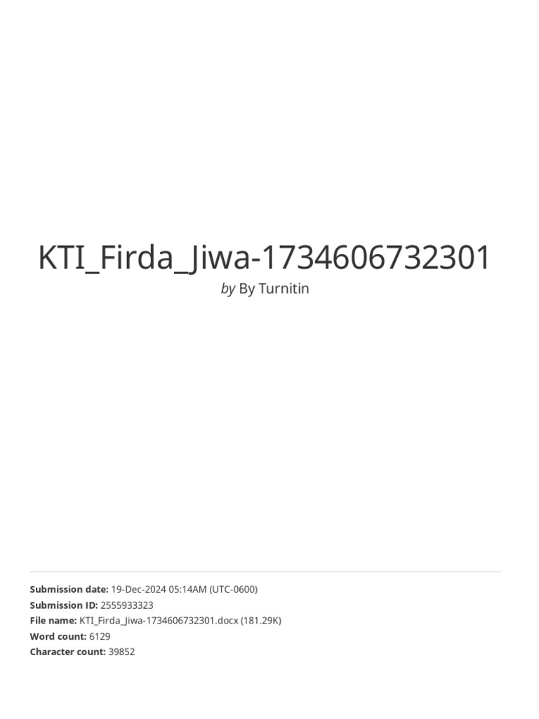 Originality Report for KTI Firda Jiwa | PDF